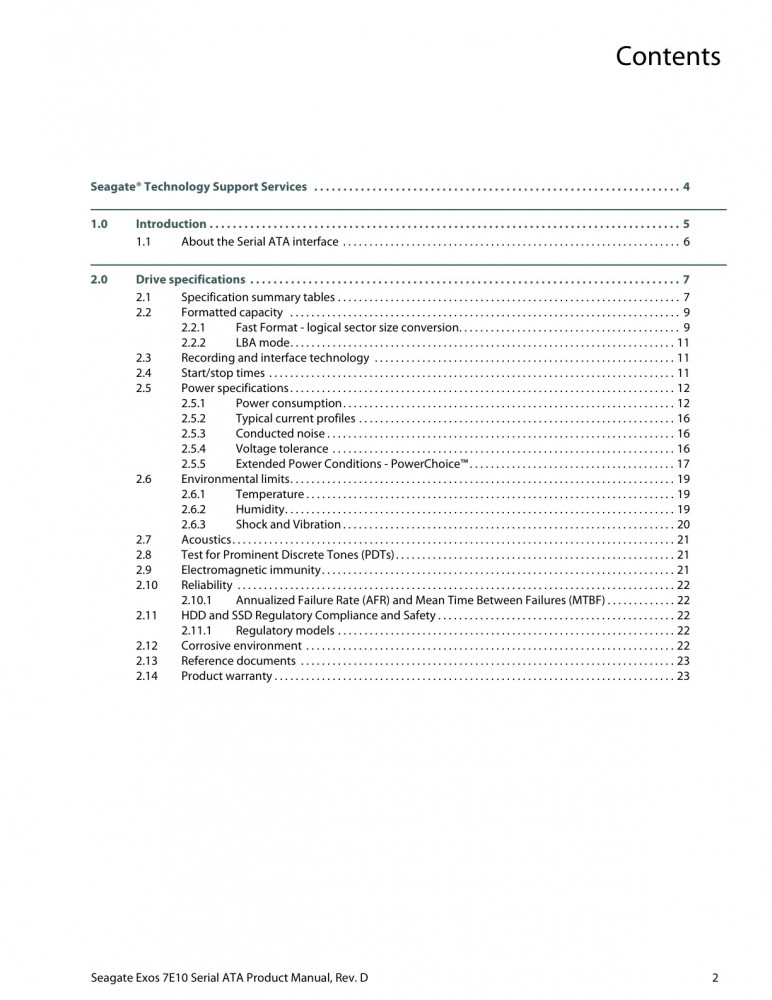Exos 7E10 manual page 3