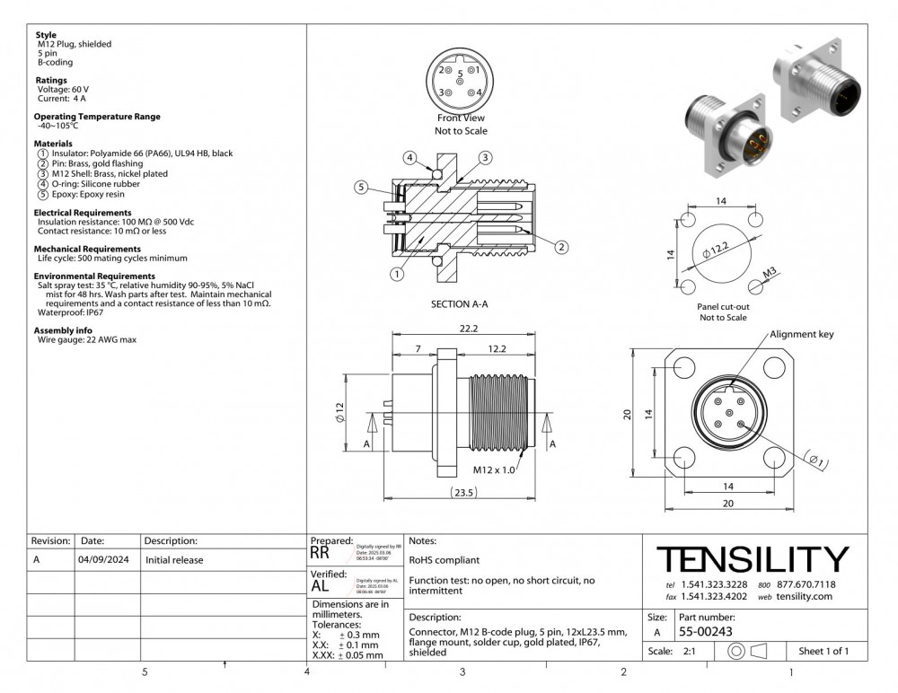 Tensility International 55-00243 product drawing preview