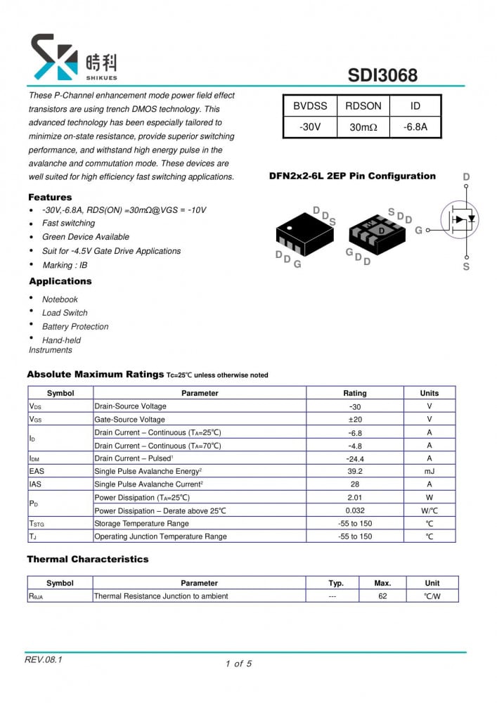 SDI3068 datasheet page 1