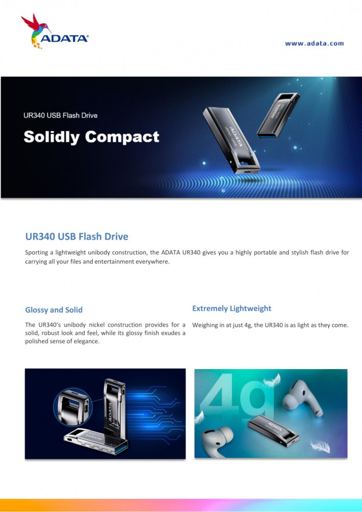 UR340 product documentation page 1