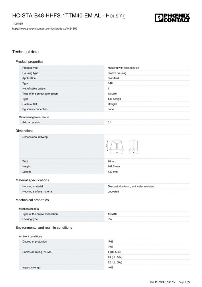 Phoenix Contact 1424855 technical document page 2