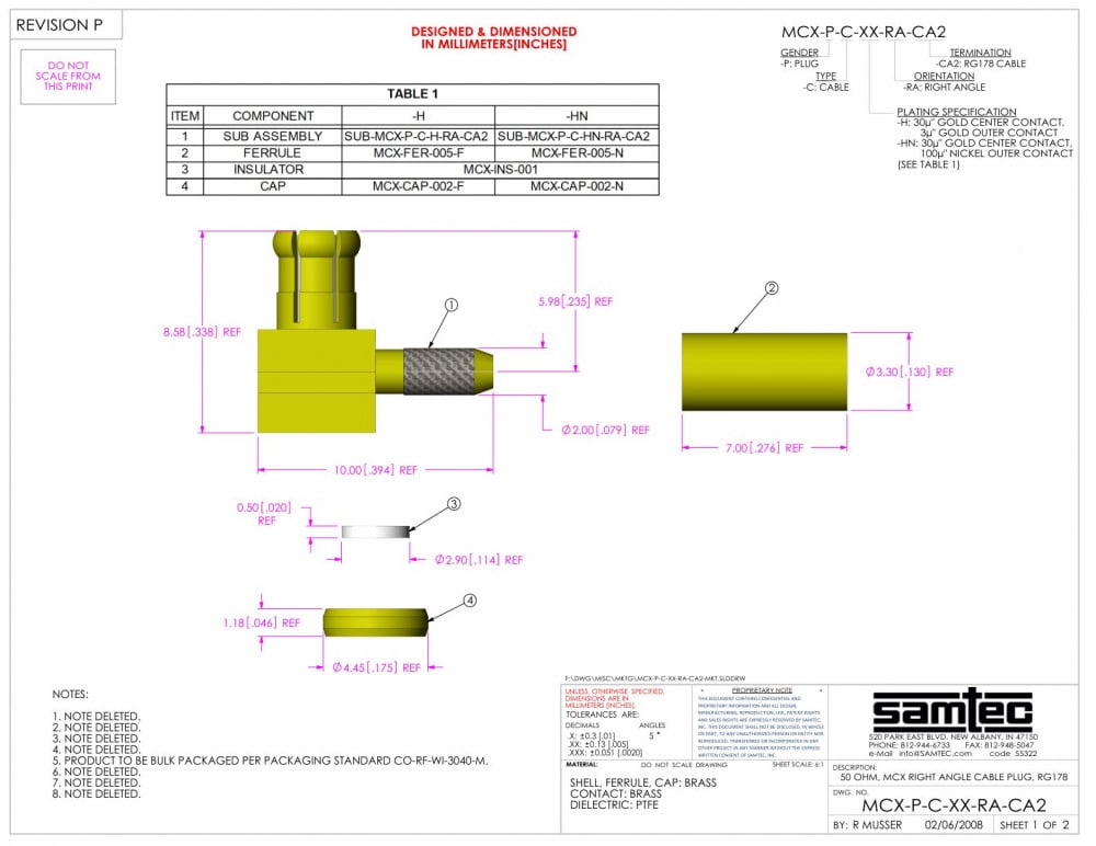 Samtec MCX-P-C-HN-RA-CA2 drawing page 1