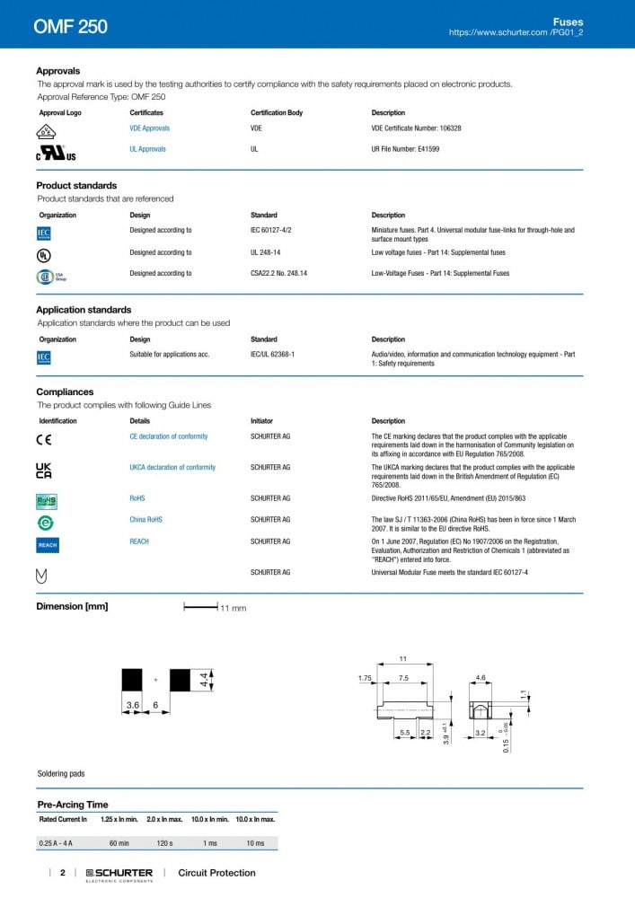 SCHURTER 3403.0022.11 datasheet page 2