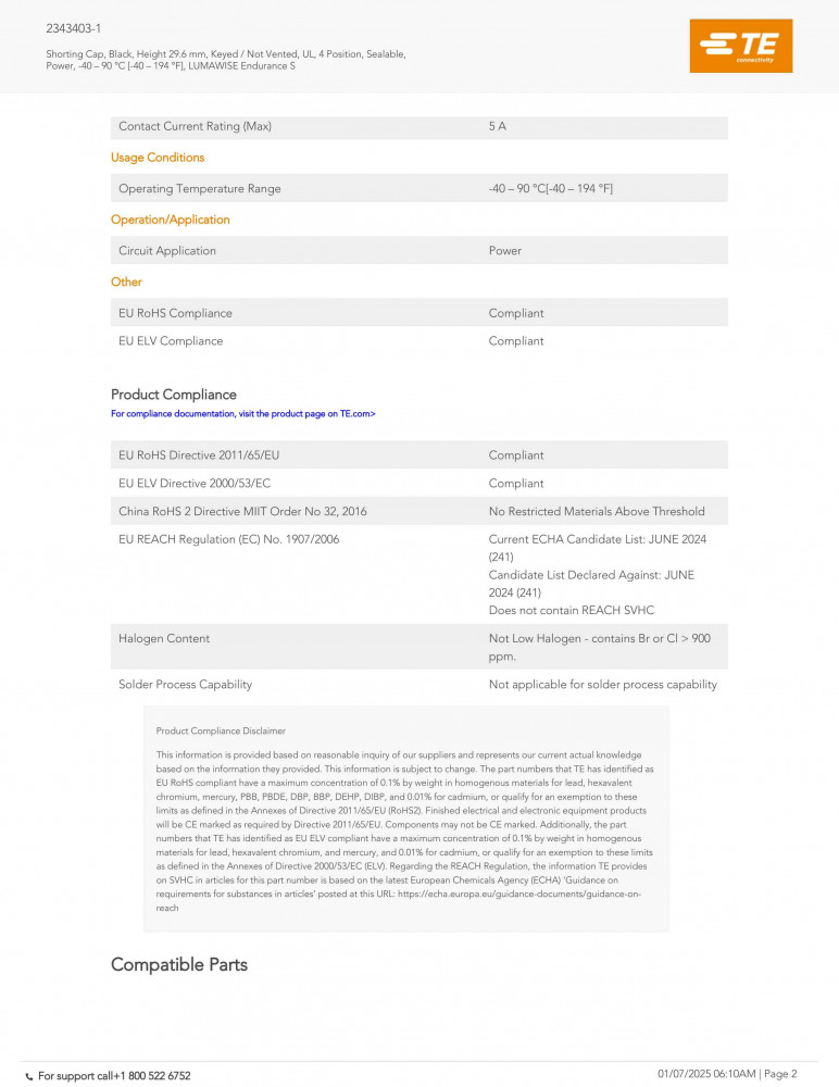 TE Connectivity 2343403-1 document page 2