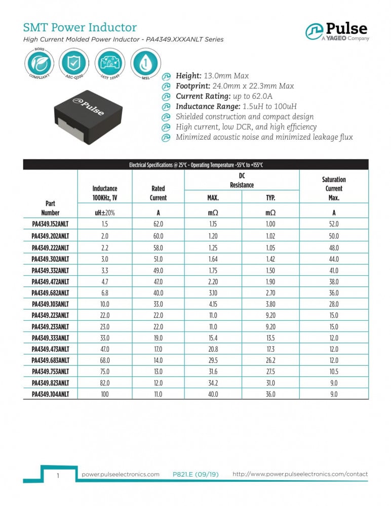 PA4349 datasheet page 1