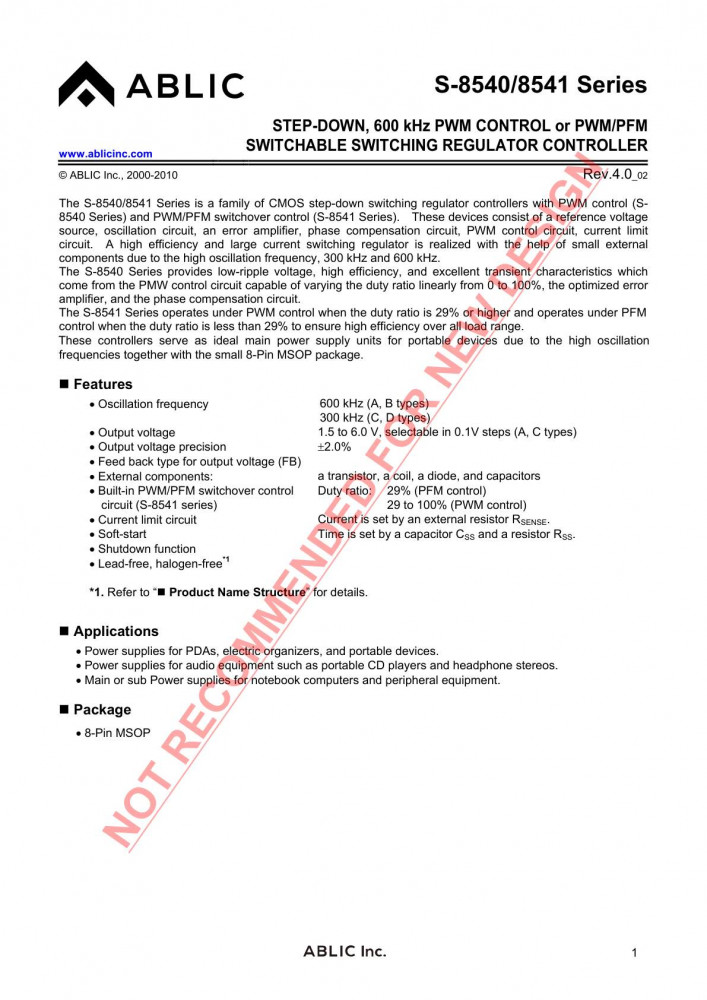 S-8541A25FN-IGKT2G datasheet page 1