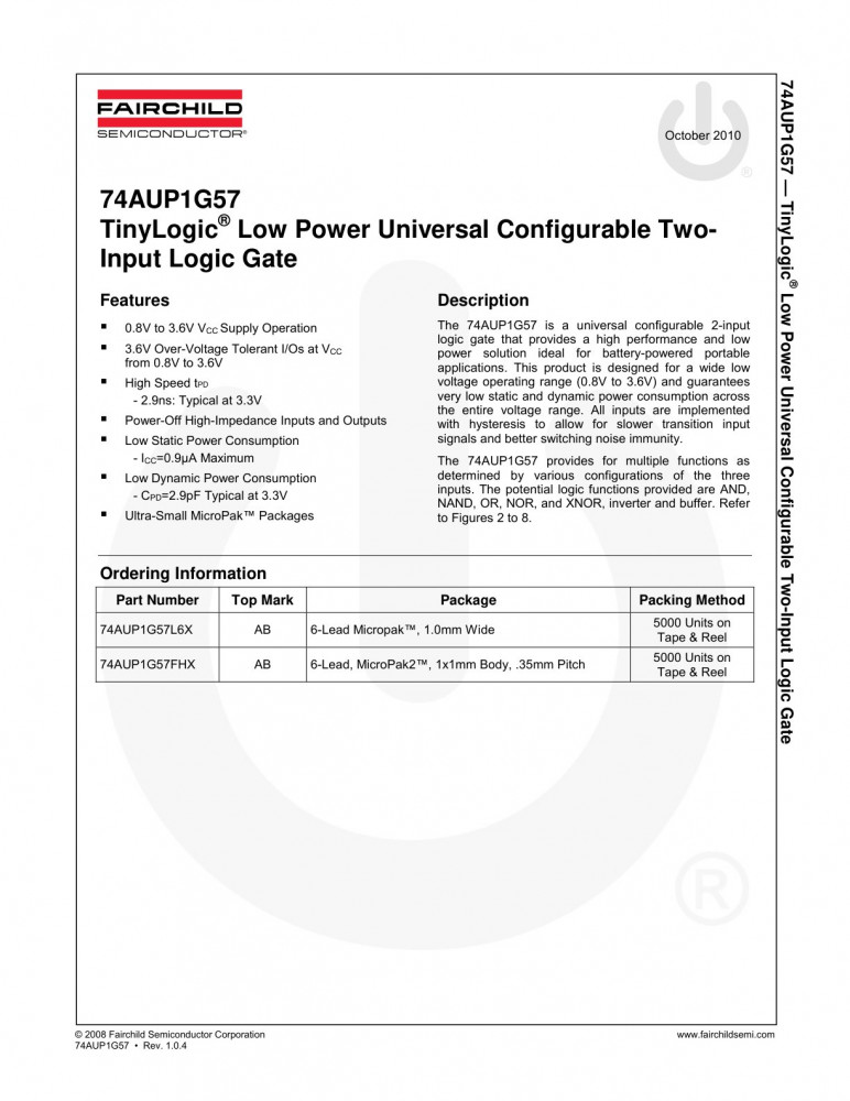 74AUP1G57 datasheet page 2