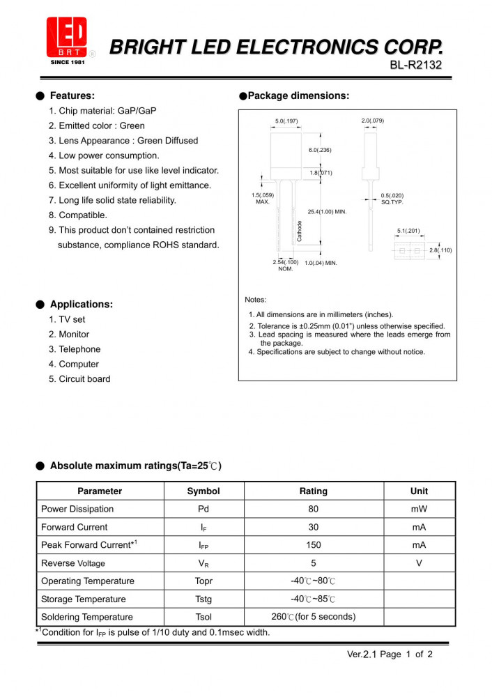 BL-R2132 technical document page 1