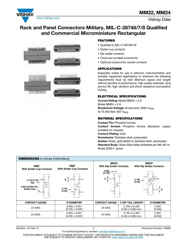 Vishay connector datasheet page 1
