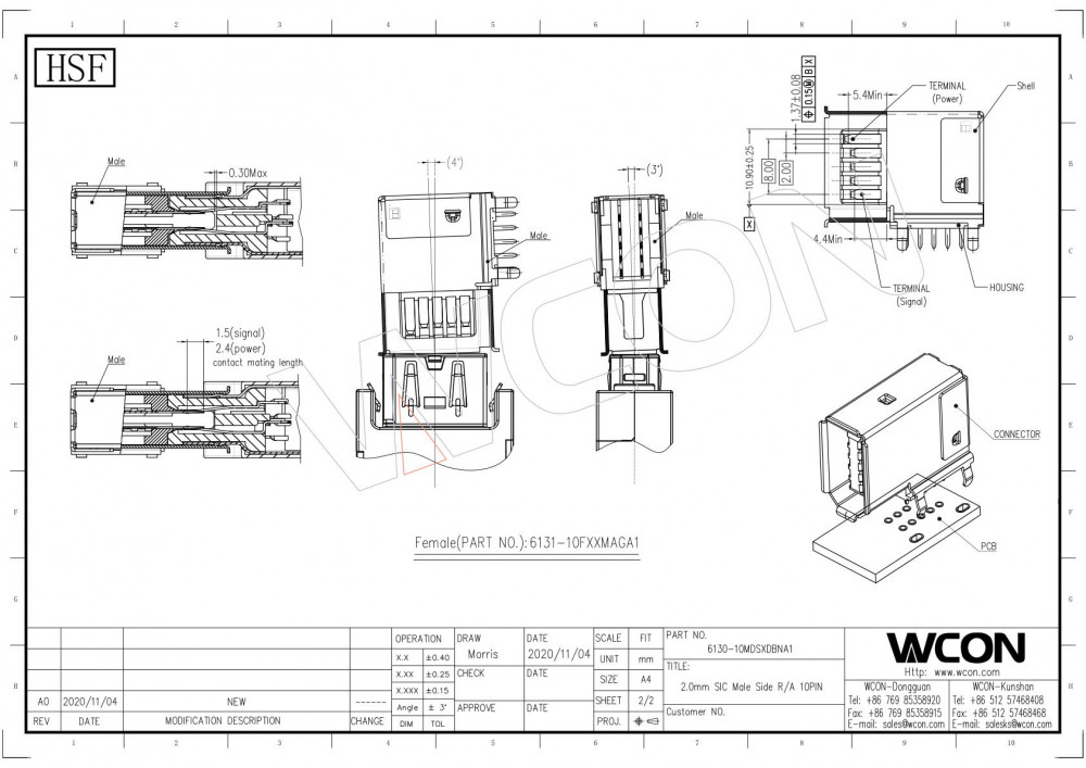 Wcon 6130-10MDSXDBNA1 technical drawing, sheet 2