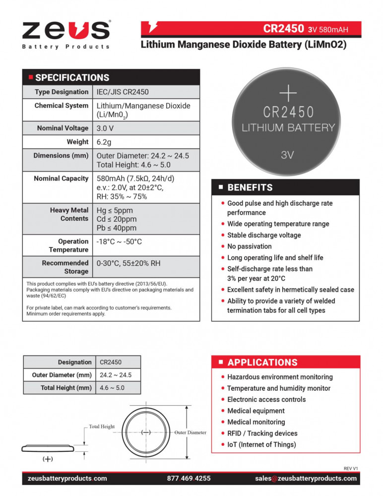 CR2450 product document visual, page 1