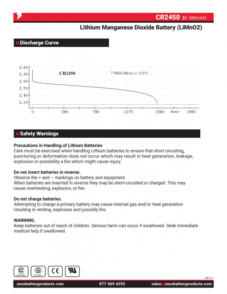 CR2450 product document visual, page 2