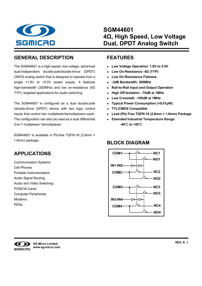 SGM44601 datasheet page 1