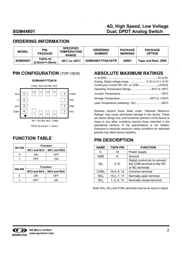 SGM44601 datasheet page 2