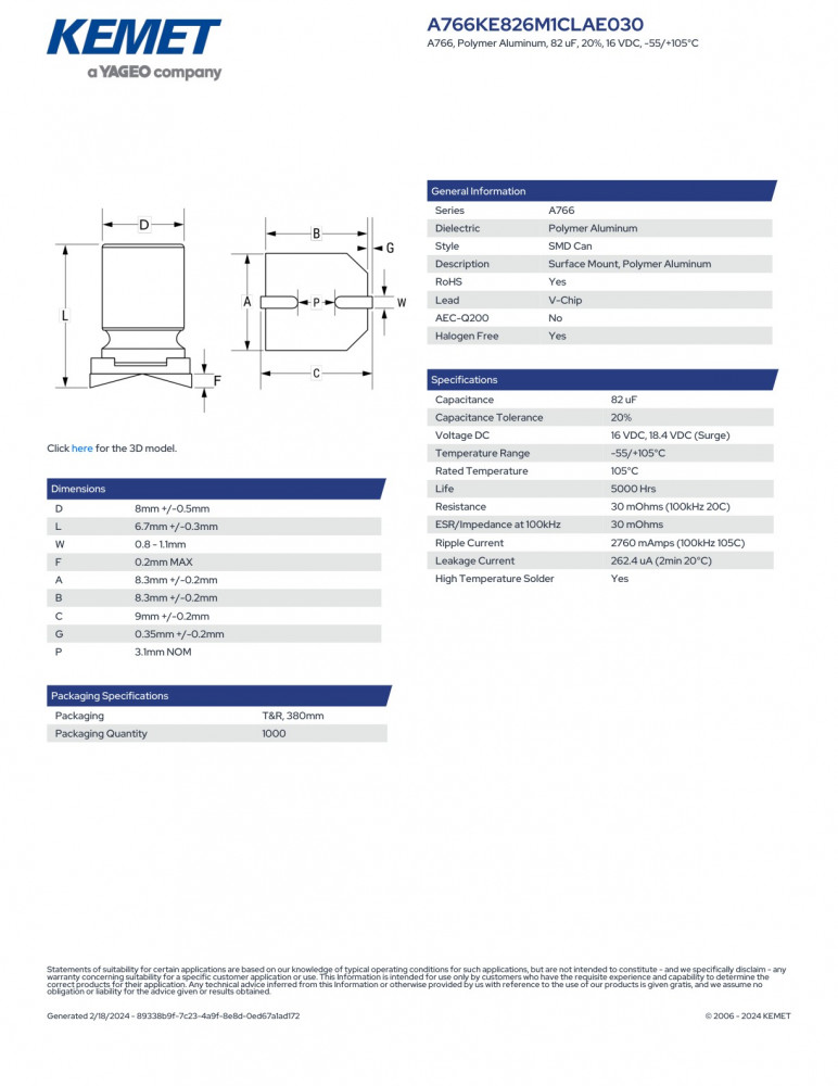 A766KE826M1CLAE030 technical document page