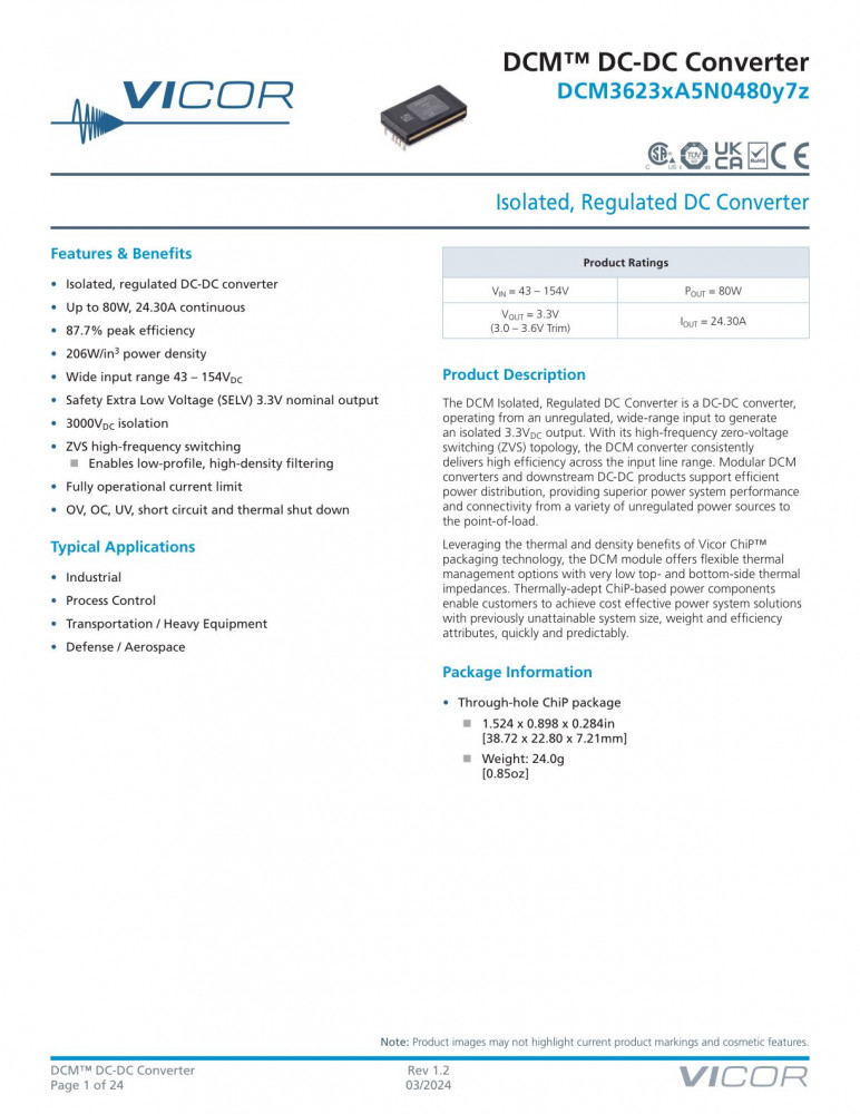 DCM3623 product document page 1