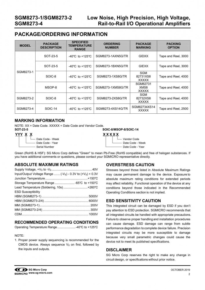 SGM8273 datasheet page 2