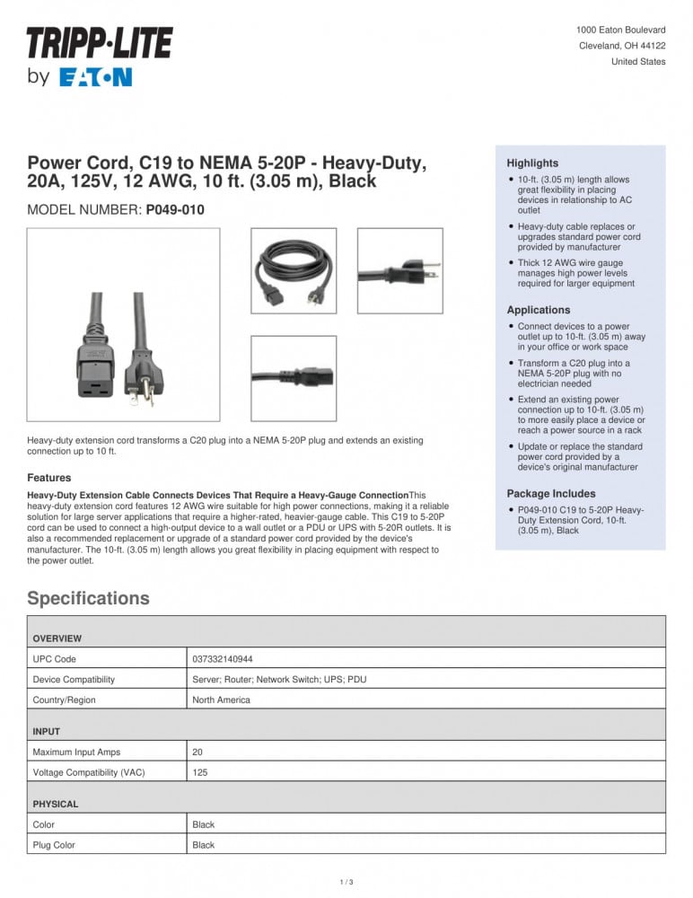 P049-010 technical document page 1