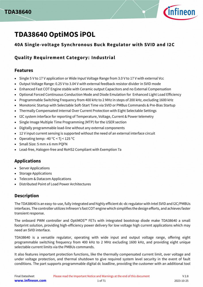 TDA38640 datasheet page 1