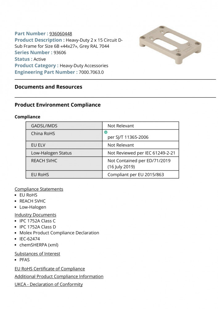 MOLEX 936060448 product documentation image 1
