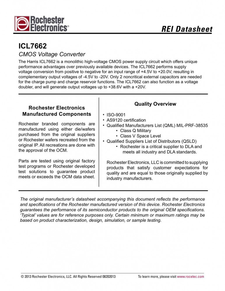 ICL7662 datasheet page 1