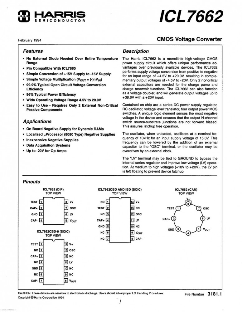 ICL7662 datasheet page 2