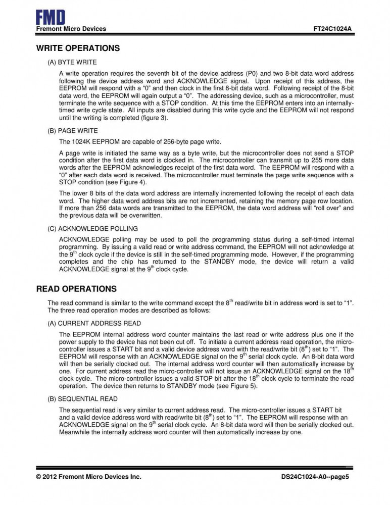 FT24C1024A datasheet page 5