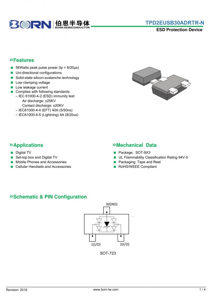 TPD2EUSB30ADRTR-N datasheet page 1