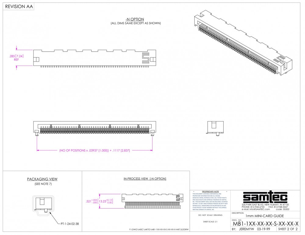 Samtec MB1 series technical drawing page 2