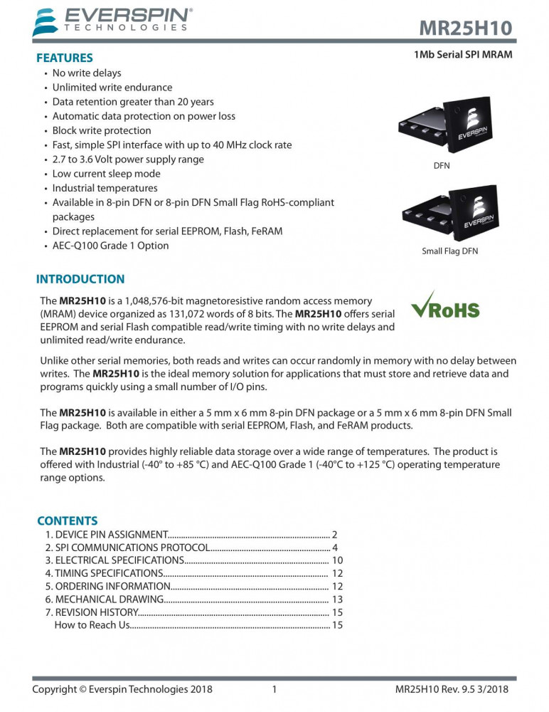 MR25H10CDF datasheet page 1