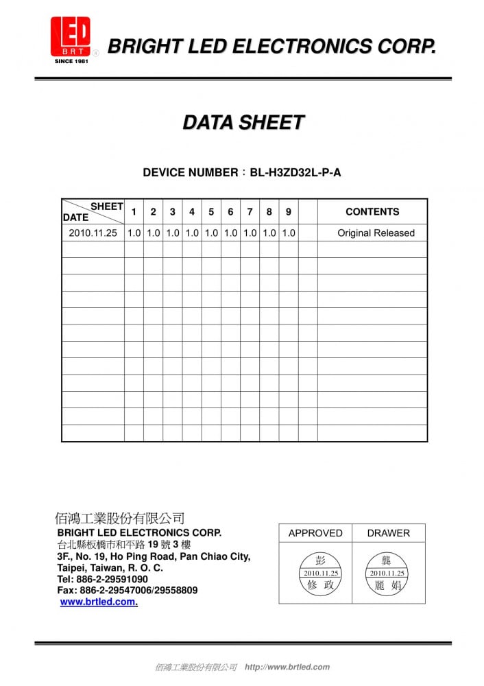 BL-H3ZD32L-P-A datasheet page 1