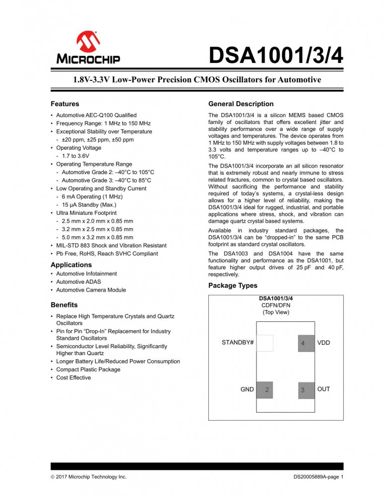 DSA1001 document page 1