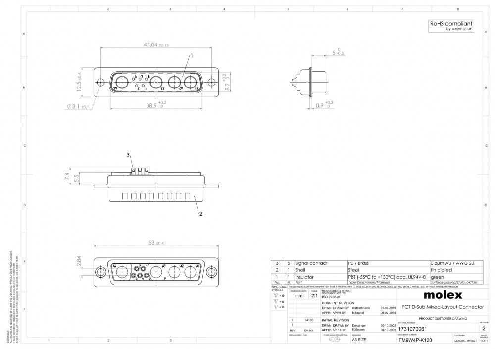 MOLEX 1731070061 product drawing
