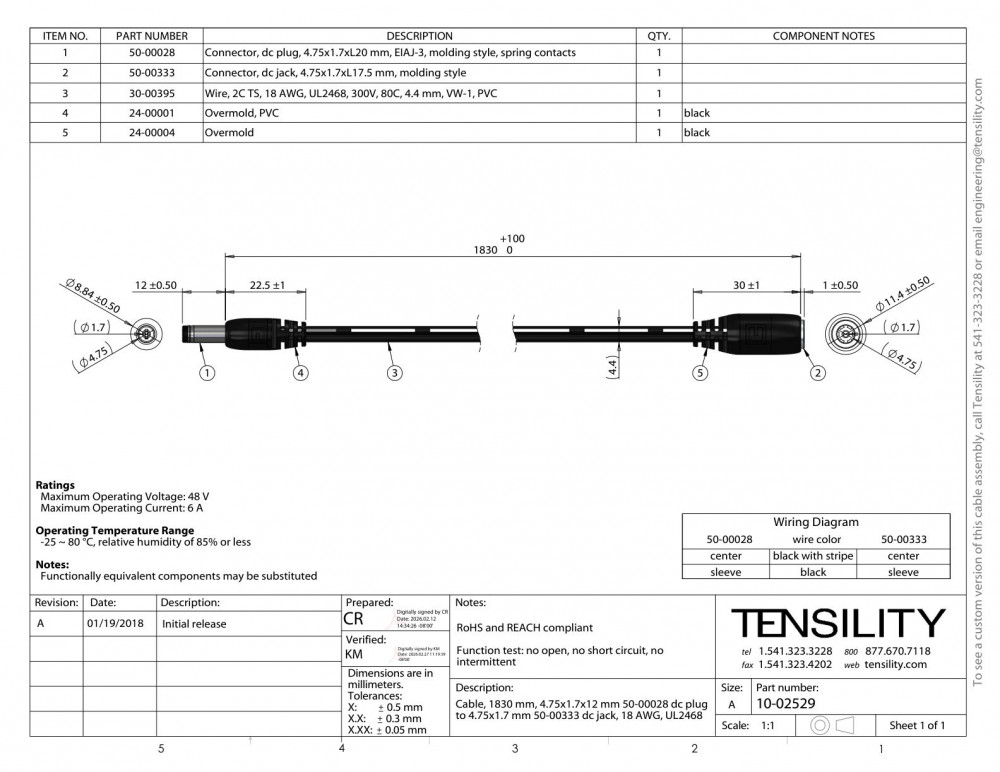 Tensility International 10-02529 technical drawing