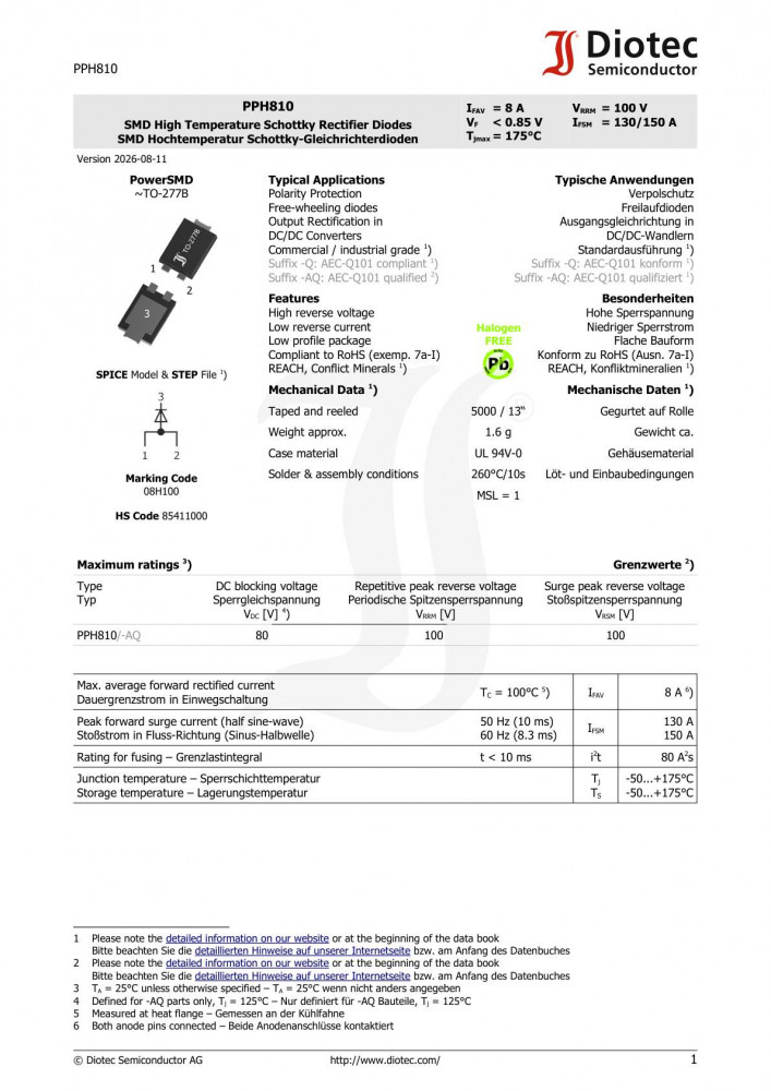 PPH810 technical document page 1