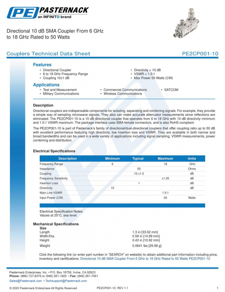 PE2CP001-10 technical document page 1