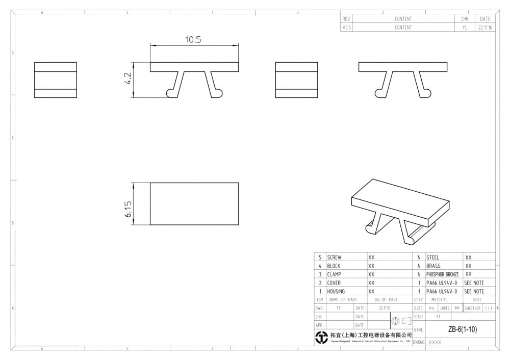 Toponelec ZB6(1-10) technical drawing