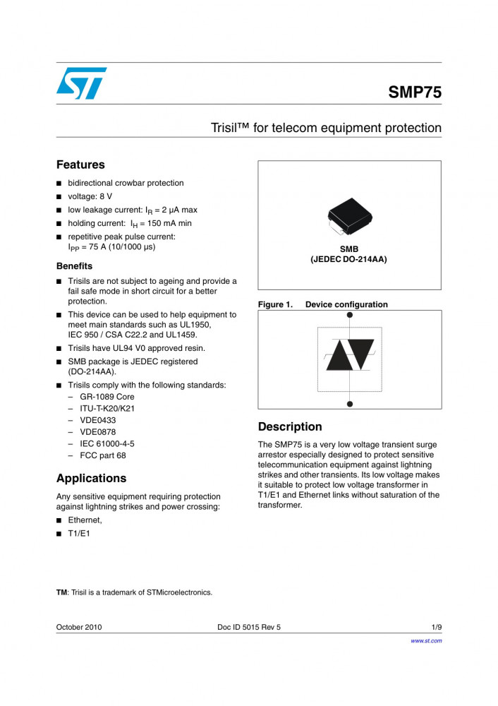 SMP75-8 technical document page 1