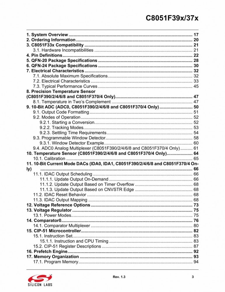 C8051F392 technical document page 3