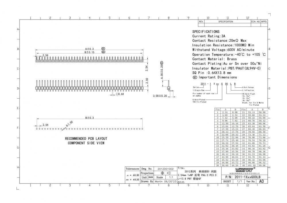 WingTAT 2011-1X30G00LB technical document page