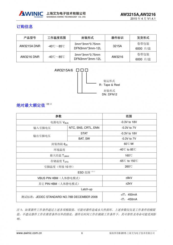 AW3216DNR datasheet page 6