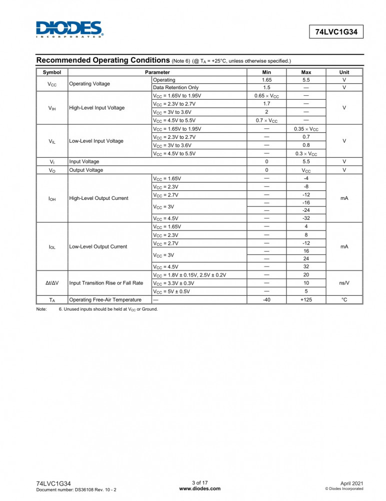 74LVC1G34FS3-7 datasheet page 3