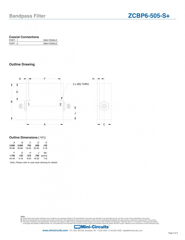 ZCBP6-505-S+ technical document, page 3