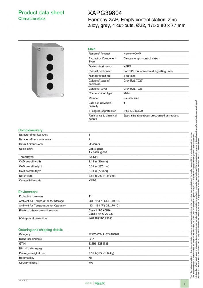 XAPG39804 technical document page 1