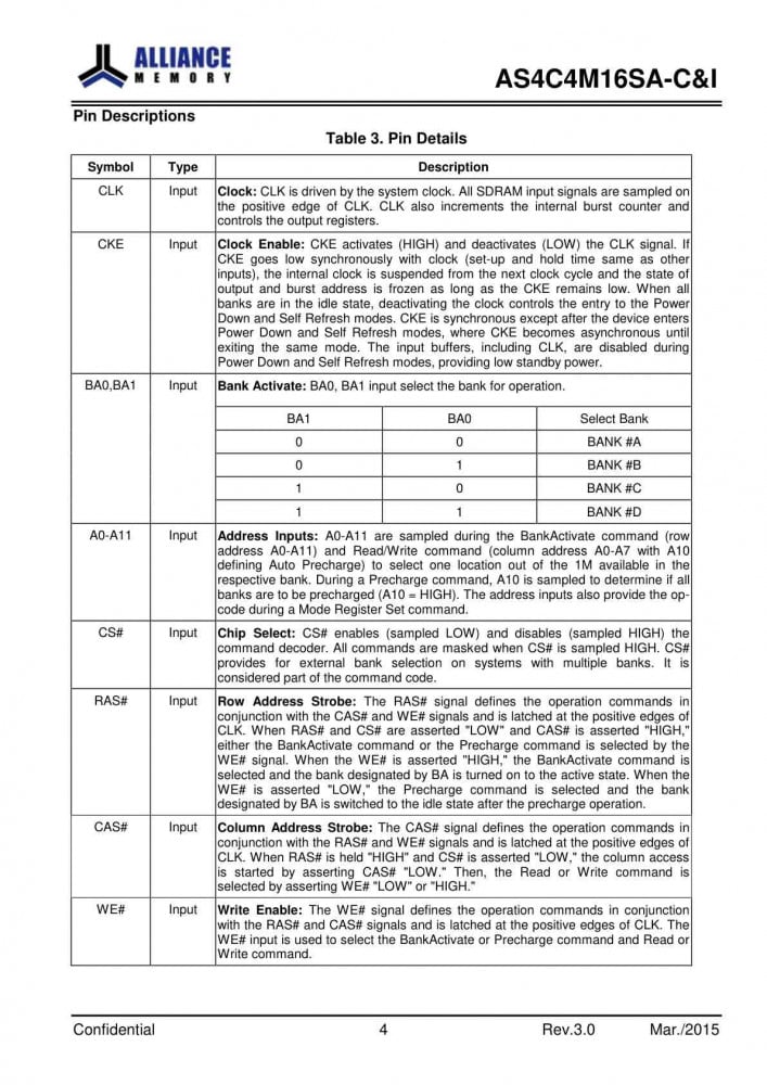 AS4C4M16SA-6BIN datasheet page 5
