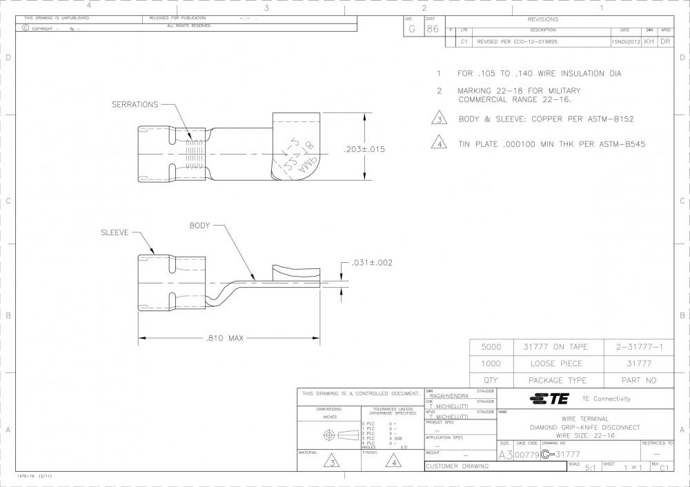 TE Connectivity 31777 technical drawing preview