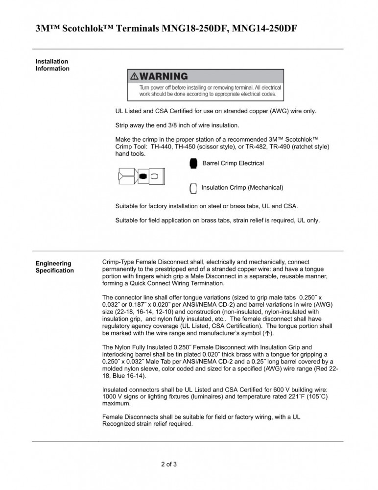 MNG18-250DFK technical document page 2