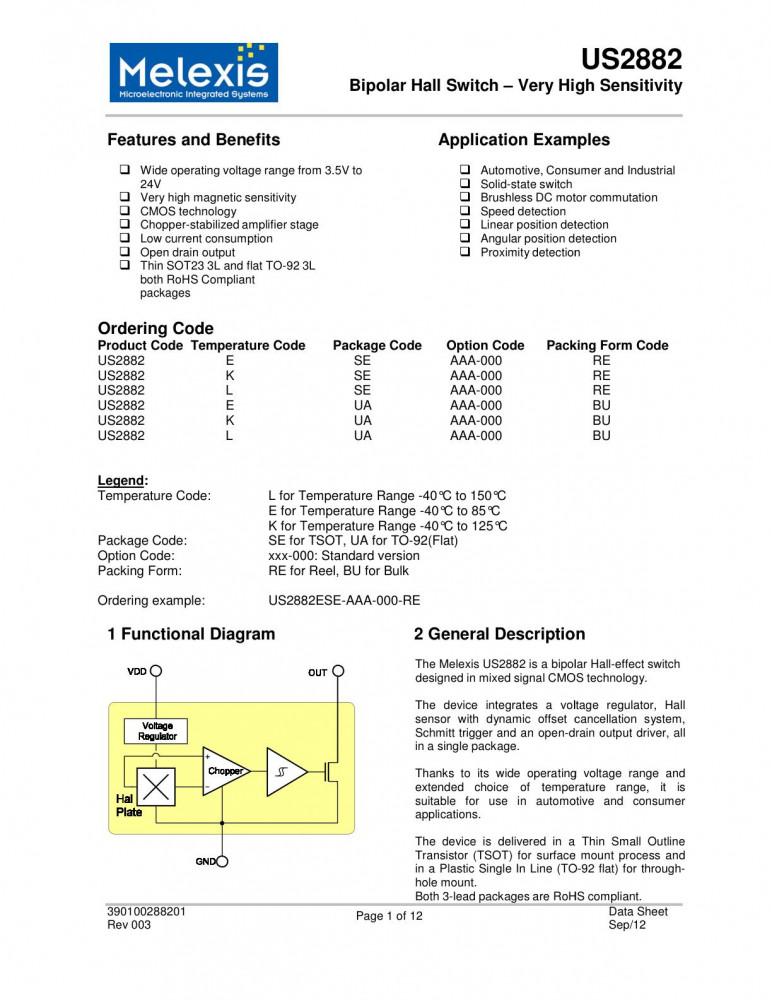 US2882 datasheet page 1