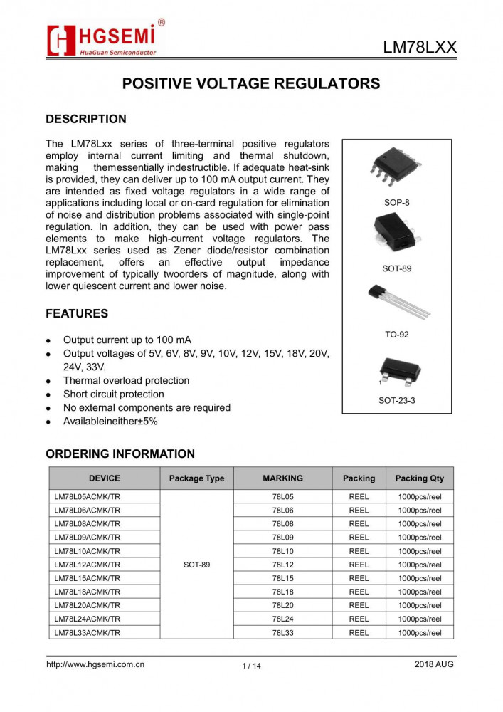 LM78L05ACMK/TR datasheet page 1