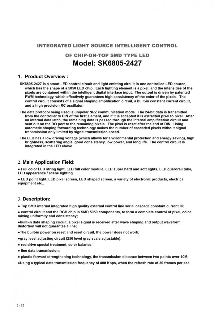 SK6805-2427 specification page 2